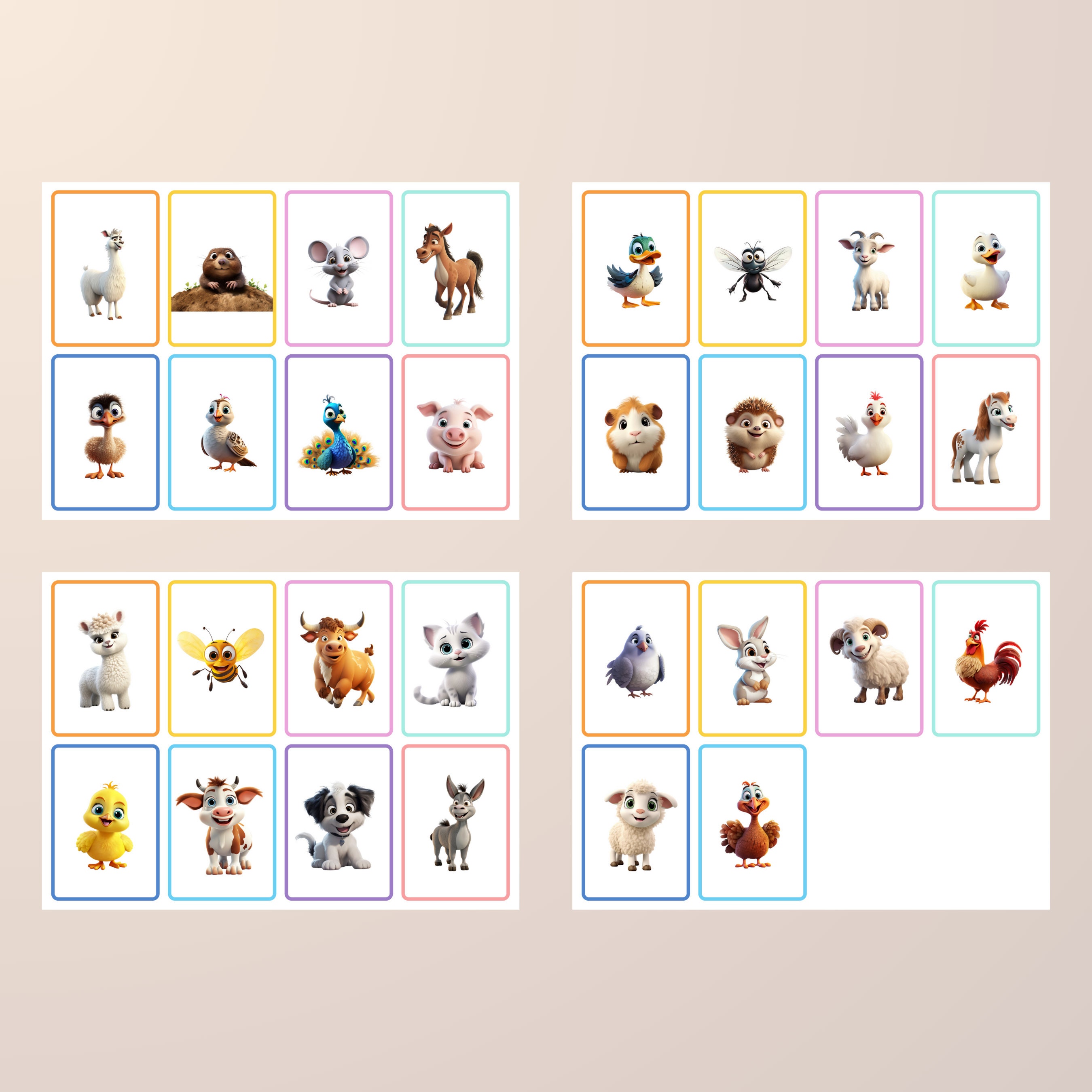 Printable Farm Animals German-english Flashcards, 30 Bilingual ...