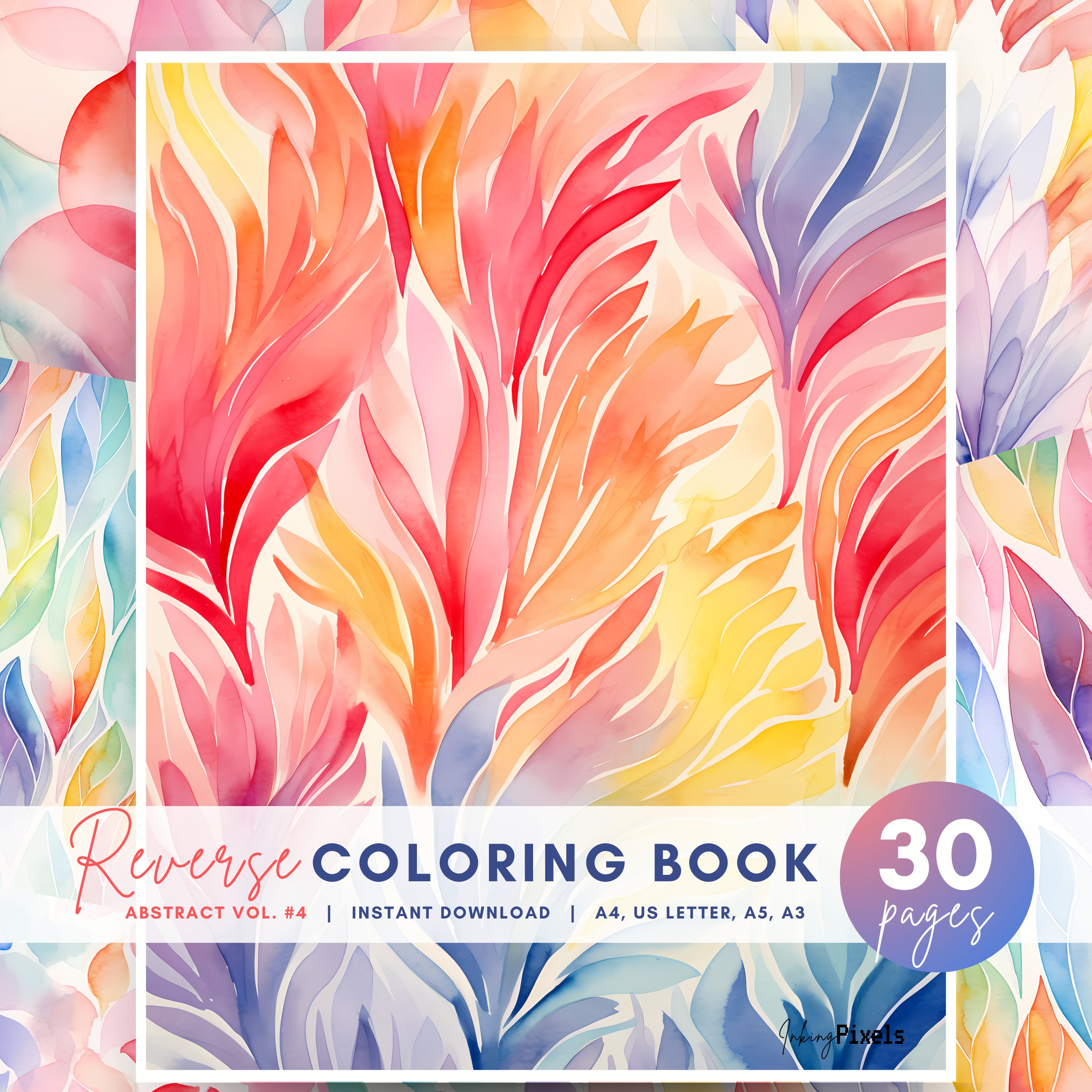 Reverse Coloring Book Abstract Vol. 4 30 Abstract Coloring Pages Adult ...