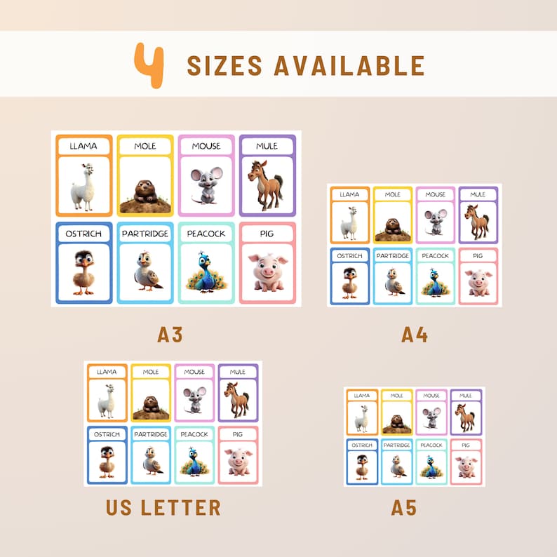 Tarjetas didácticas de animales de granja imprimibles, 30 tarjetas ...