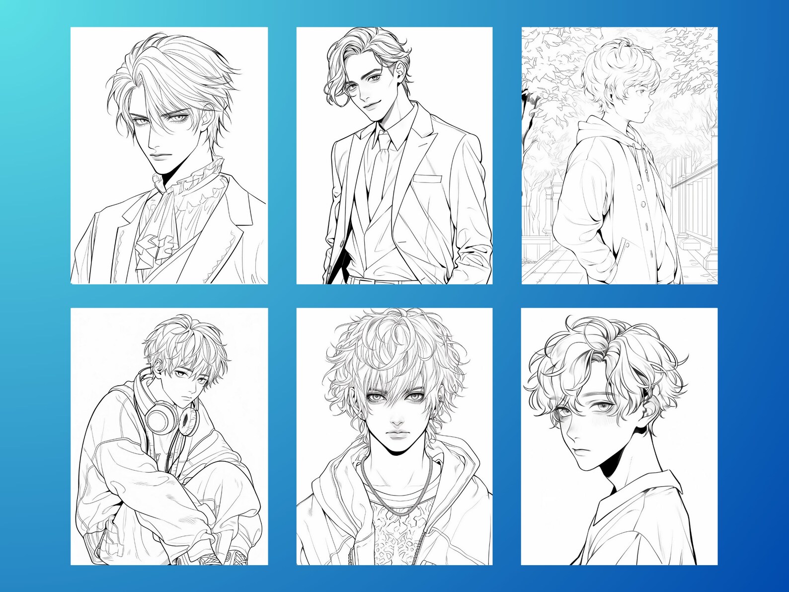 Anime Boys Coloring Book Vol 1, 30 Anime Coloring Pages, Adult Coloring ...