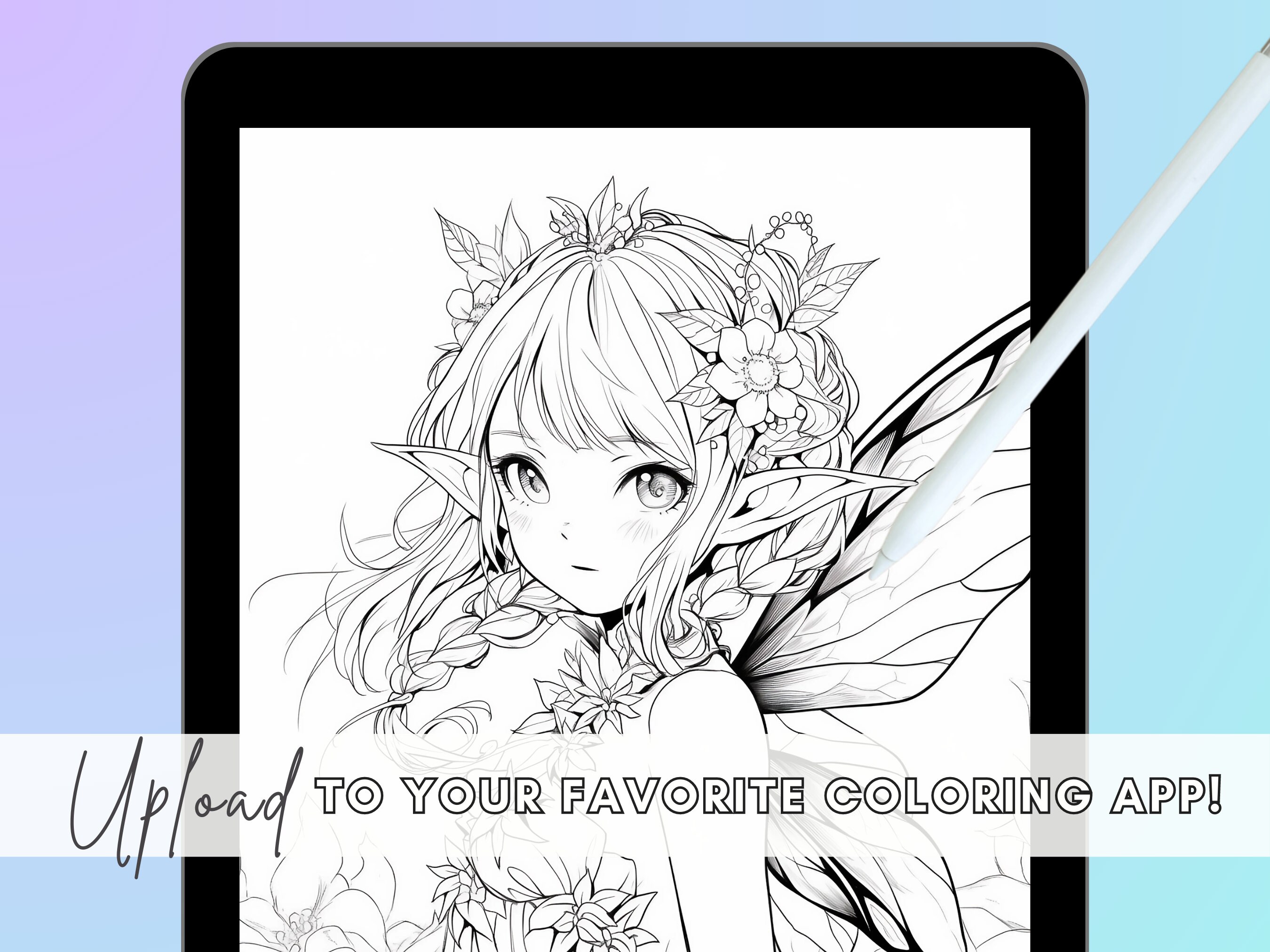 Fairy Anime Girls Coloring Book Vol 1, 30 Anime Coloring Pages Anime ...