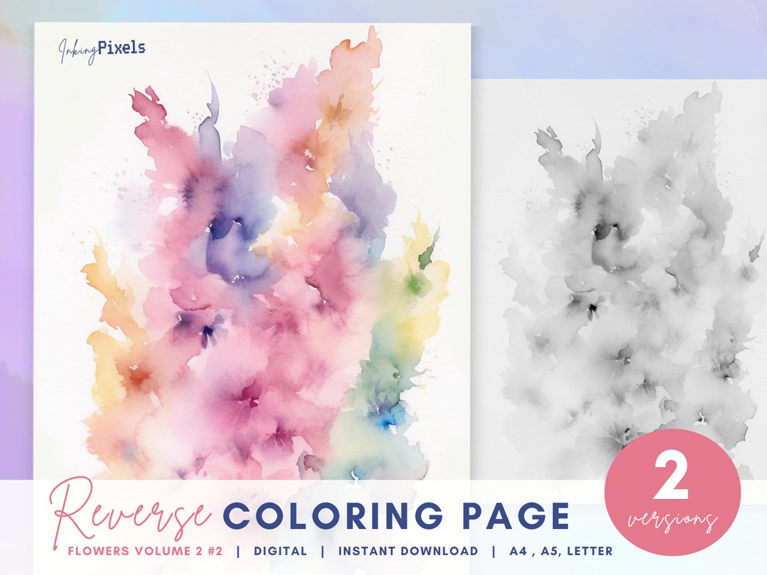 Reverse Coloring Page flowers in Bloom Vol. 2 2 - Etsy