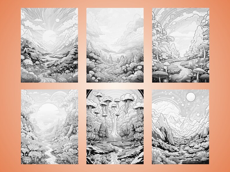 Grayscale Trippy Coloring Book Vol. 1, 25 Trippy Coloring Pages, Adult ...