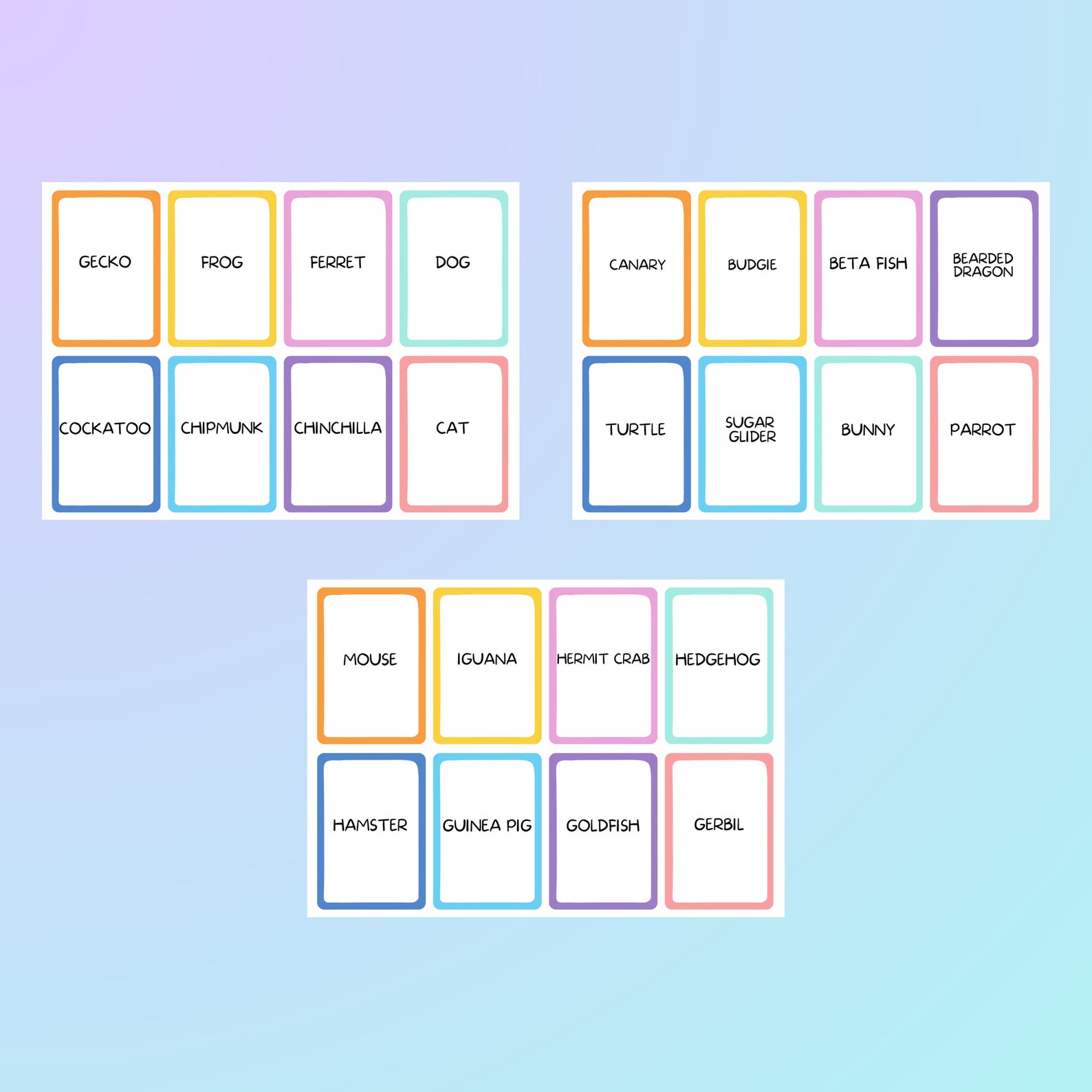 Printable Pet Animals Flashcards, 24 Montessori Cards Animals Flash ...