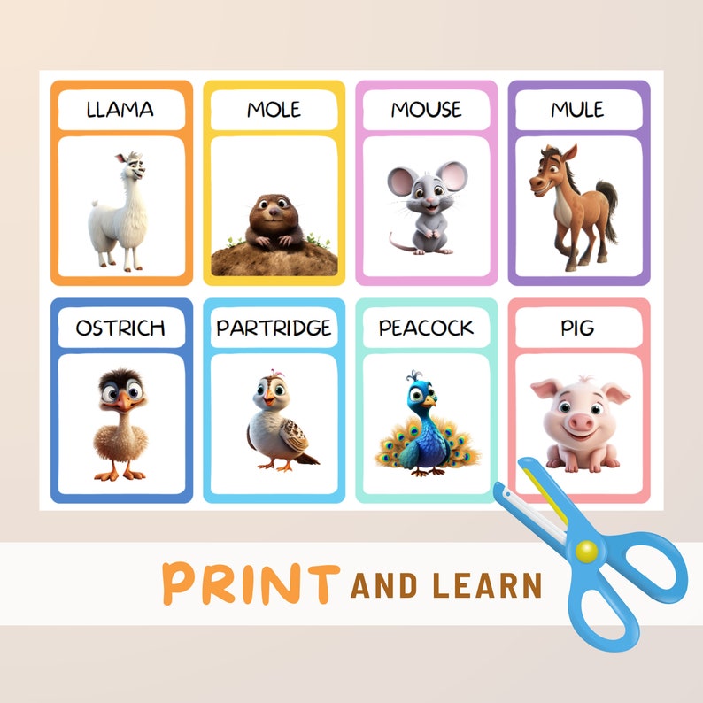 Tarjetas didácticas de animales de granja imprimibles, 30 tarjetas ...