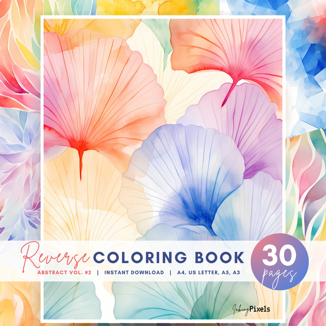 Reverse Coloring Book Abstract Vol. #3 30 Abstract Coloring Pages Adult ...