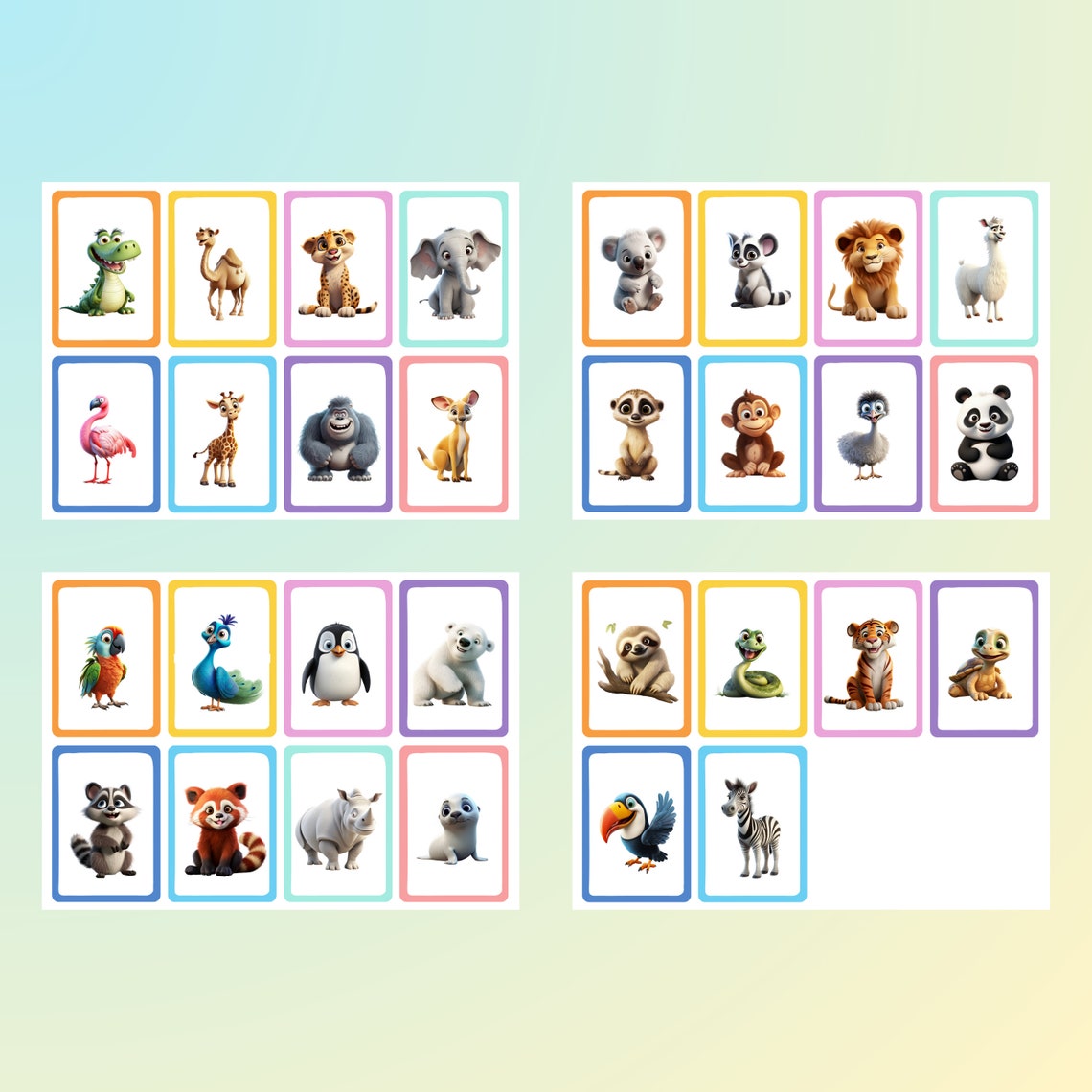 Printable Zoo Animals Flashcards, 30 Montessori Cards, Animals Flash ...