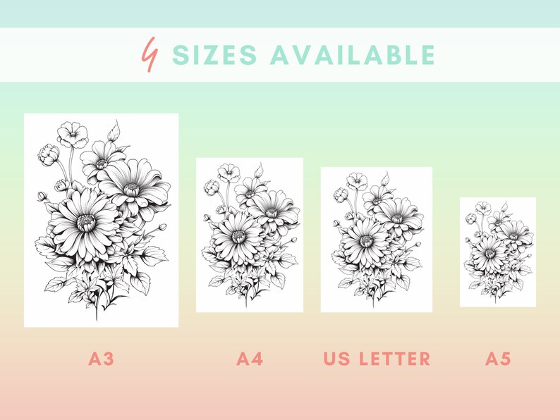 Flowers Coloring Book Volume #1, 25 Floral Coloring Pages, Adult ...