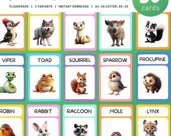 Printable Zoo Animals Flashcards, 30 Montessori Cards, Animals Flash ...