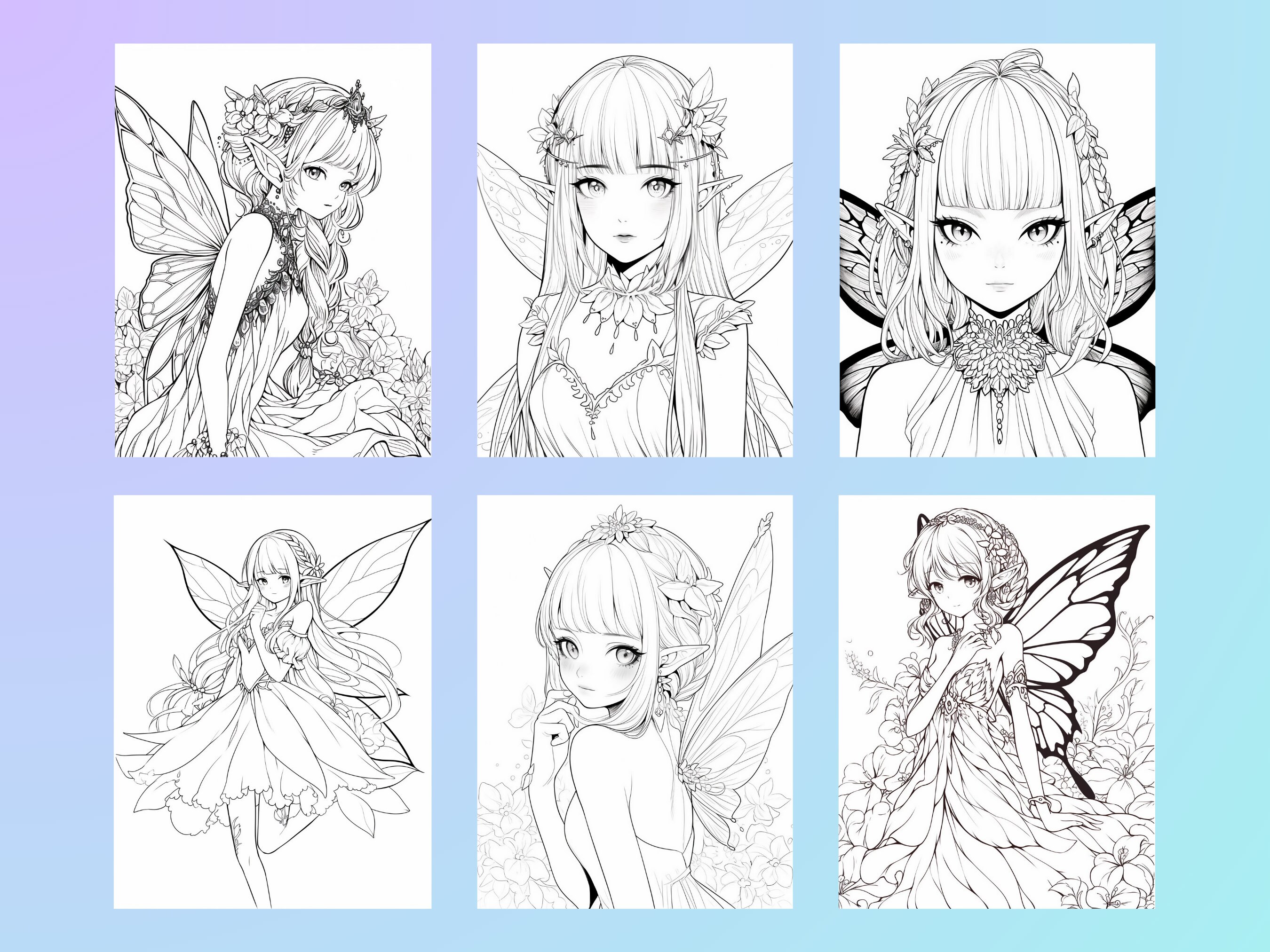 Fairy Anime Girls Coloring Book Vol 1, 30 Anime Coloring Pages Anime ...