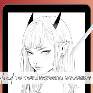 Fantasy Anime Girls Coloring Book Bundle #1, 50 Anime Coloring Pages ...