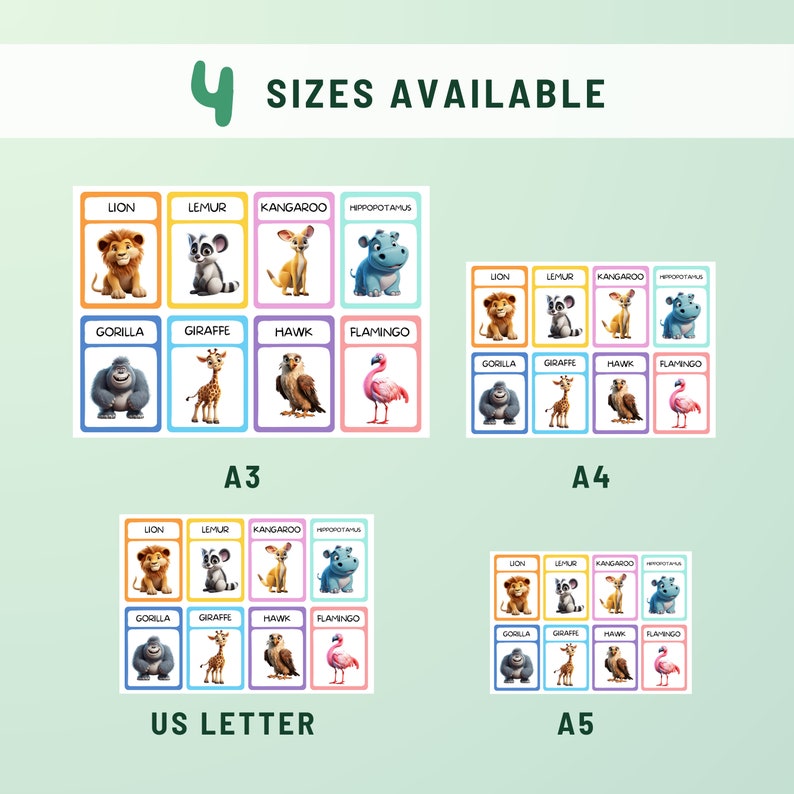 Printable Wild Animals Flashcards, 30 Montessori Cards, Animals Flash ...