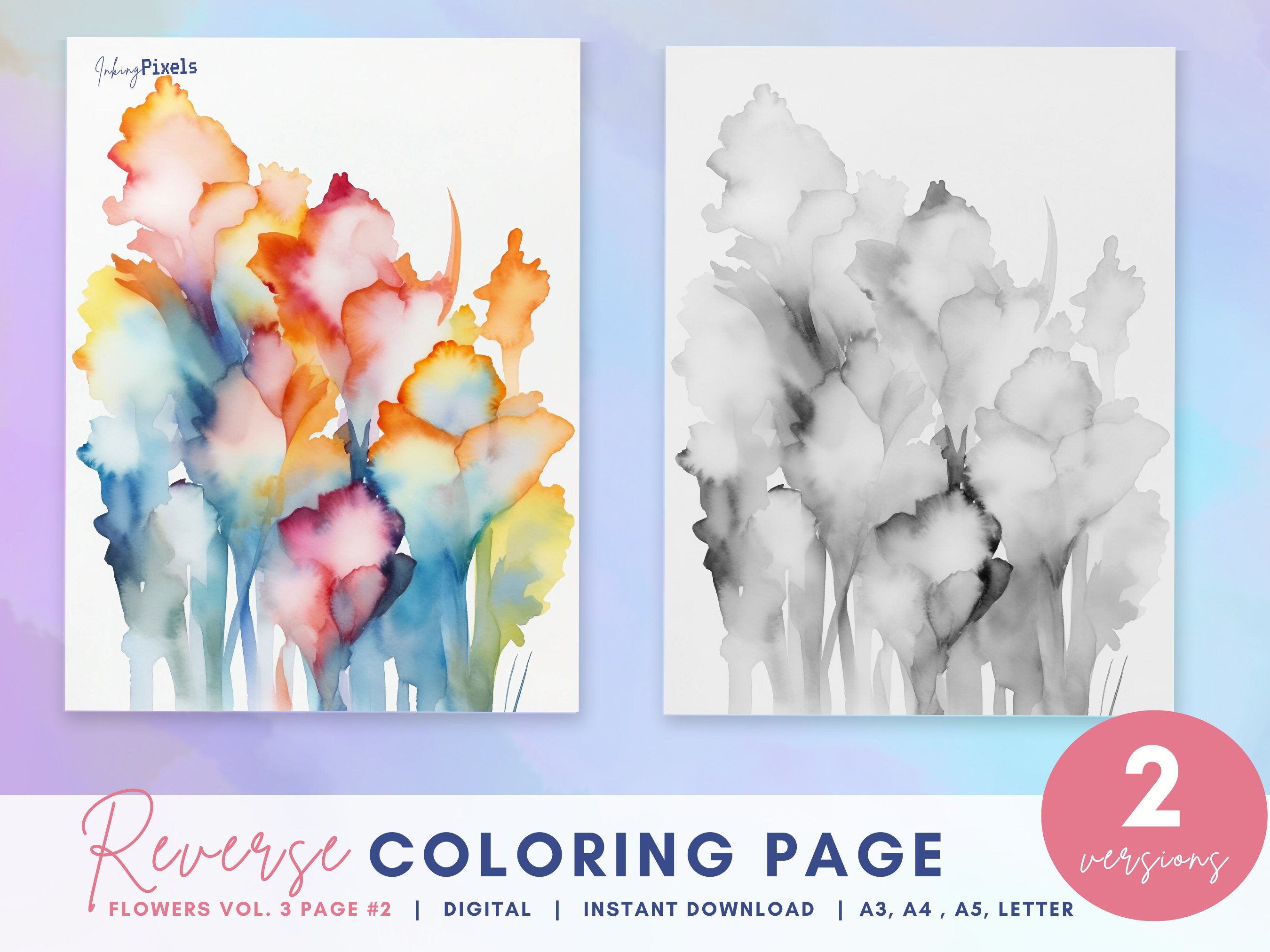 Reverse Coloring Page flowers in Bloom Vol. 3 2 - Etsy