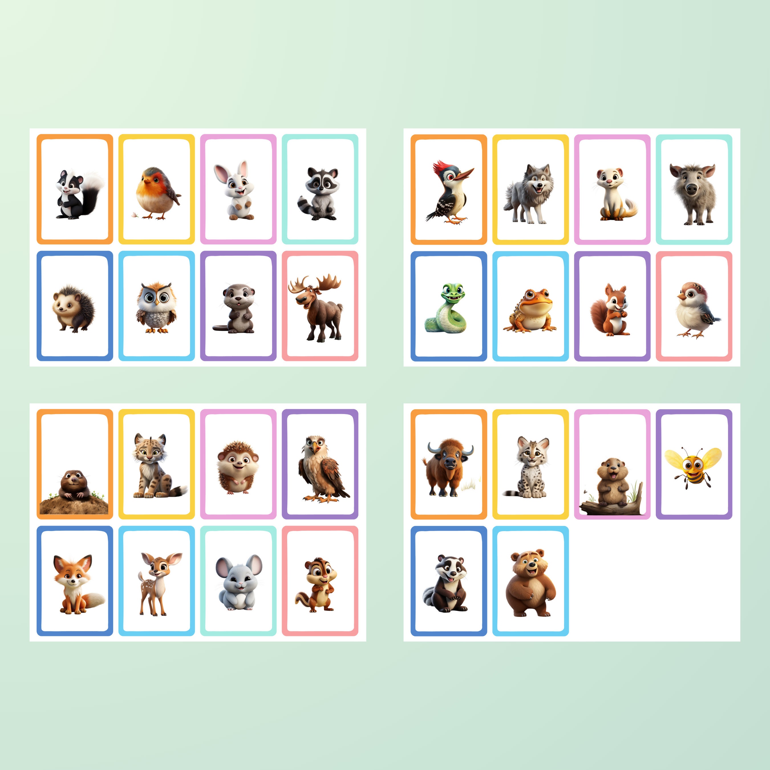 Printable Forrest Animals Flashcards, 30 Montessori Cards Animals Flash ...