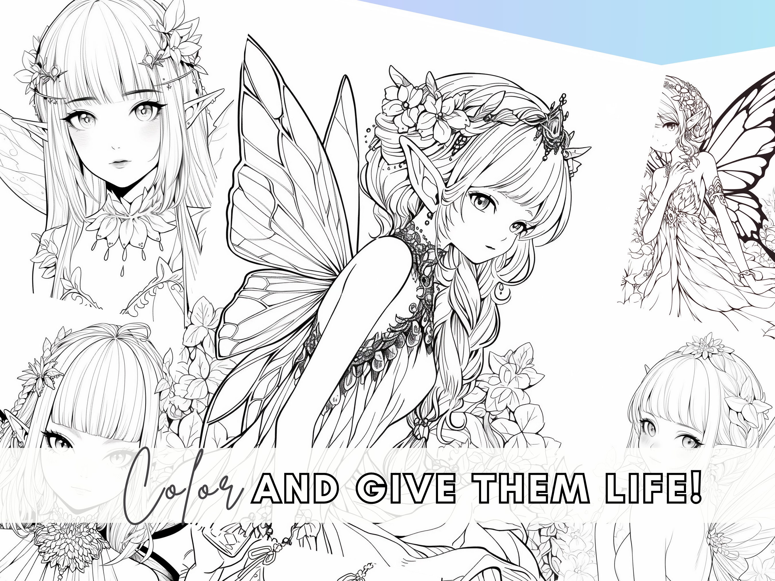 Fairy Anime Girls Coloring Book Vol 1, 30 Anime Coloring Pages Anime ...