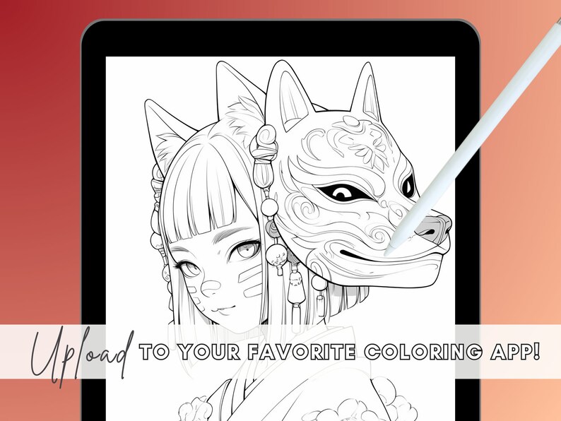 Kitsune Anime Girls Coloring Book Vol 1, 24 Anime Coloring Pages ...