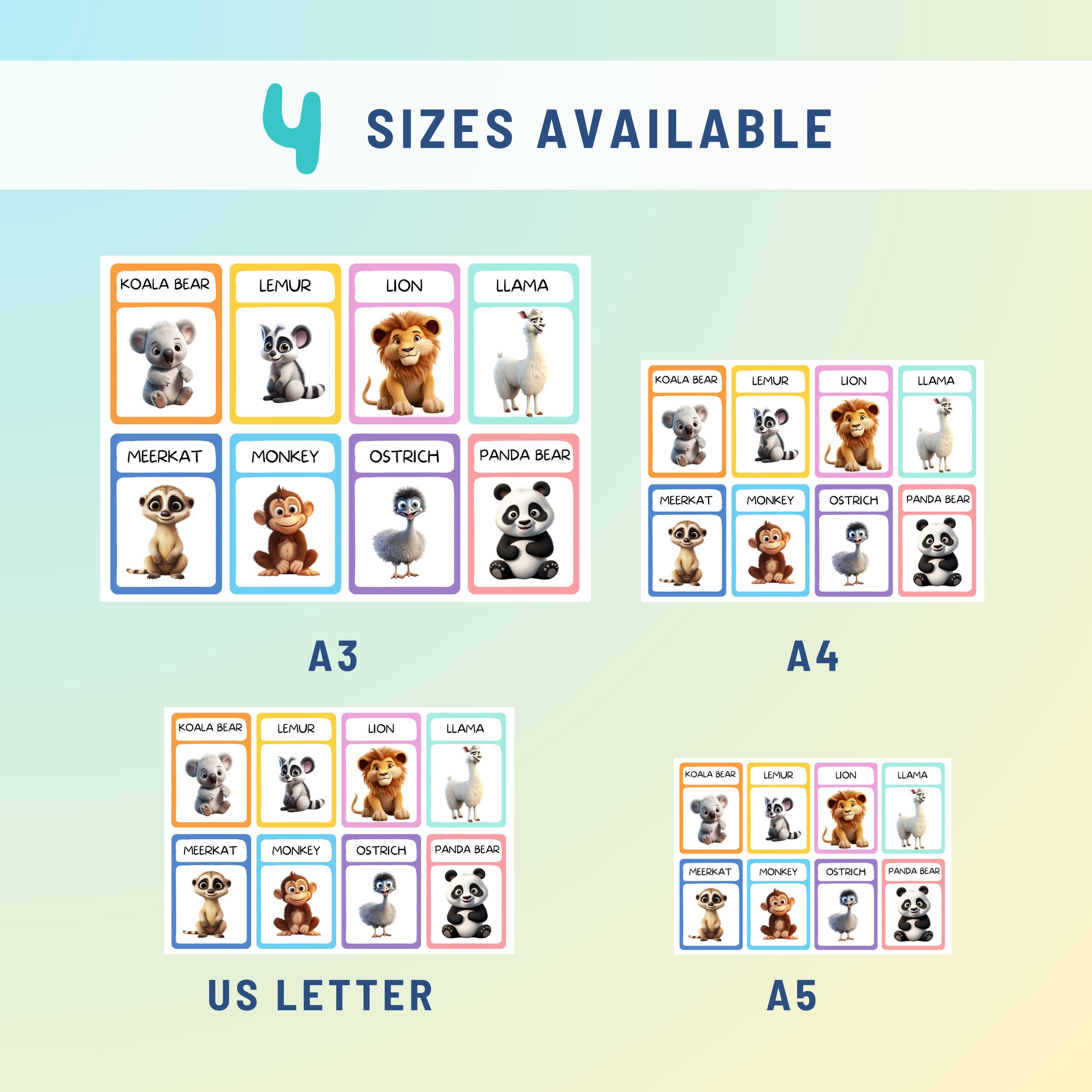 Printable Zoo Animals Flashcards, 30 Montessori Cards, Animals Flash ...