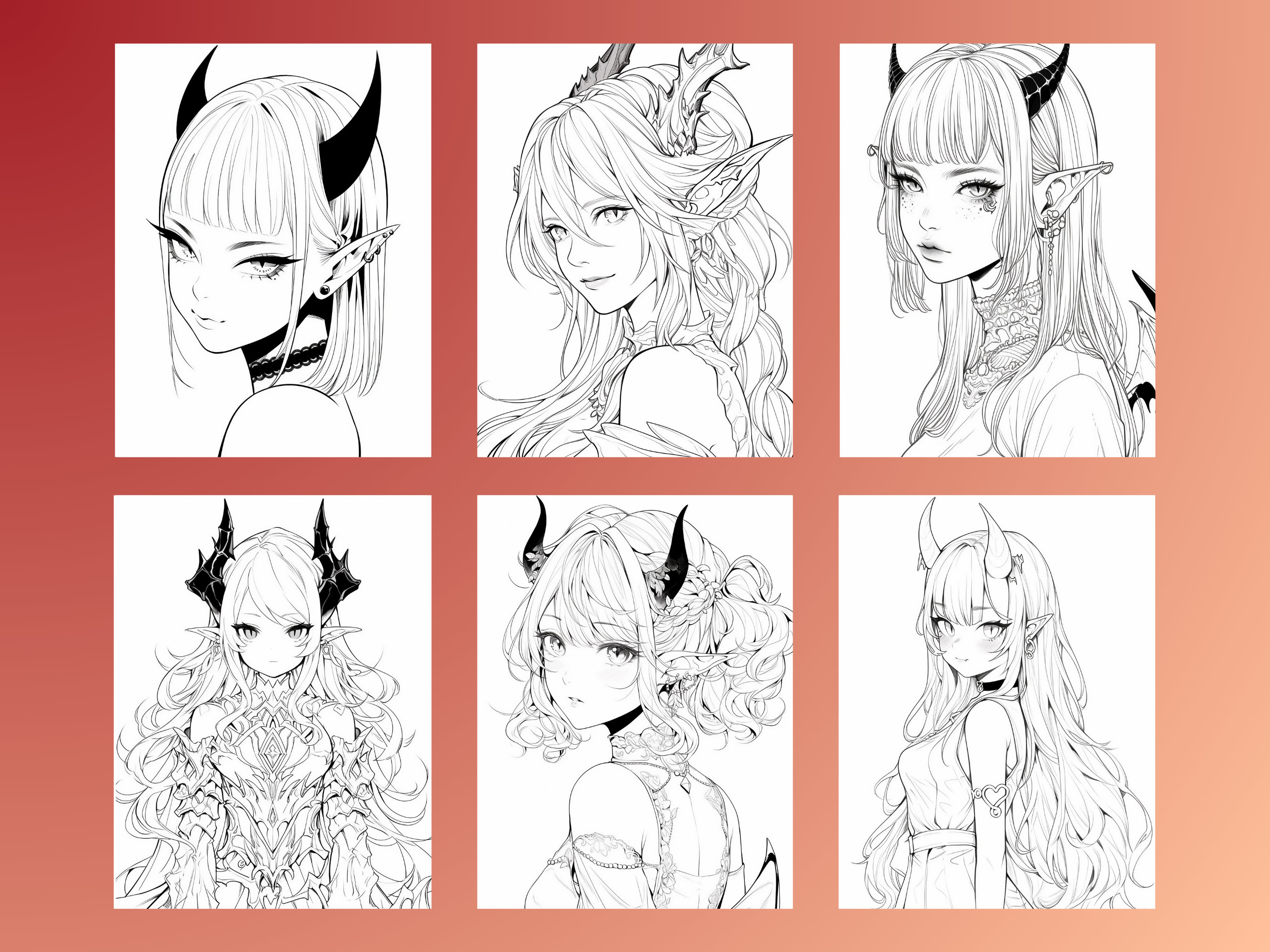 Demon Anime Girls Coloring Book Vol 2, 27 Anime Coloring Pages Anime ...