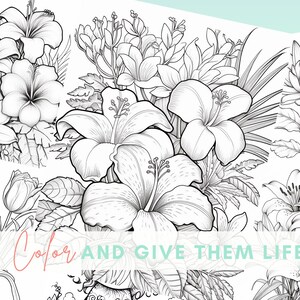 Flowers Coloring Book Volume #1, 25 Floral Coloring Pages, Adult ...