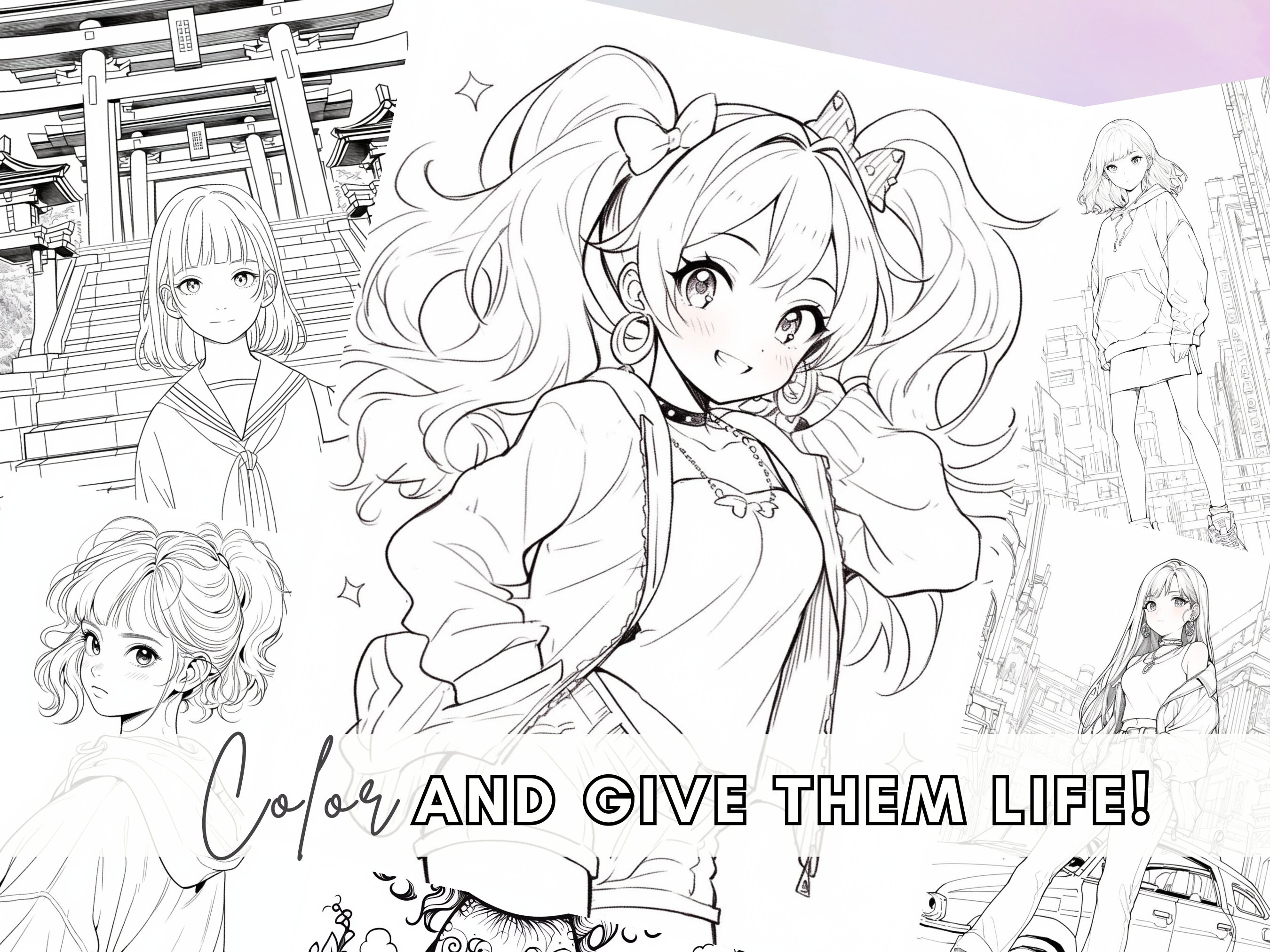 Anime Girls Coloring Book Vol 1, 30 Anime Coloring Pages, Adult ...