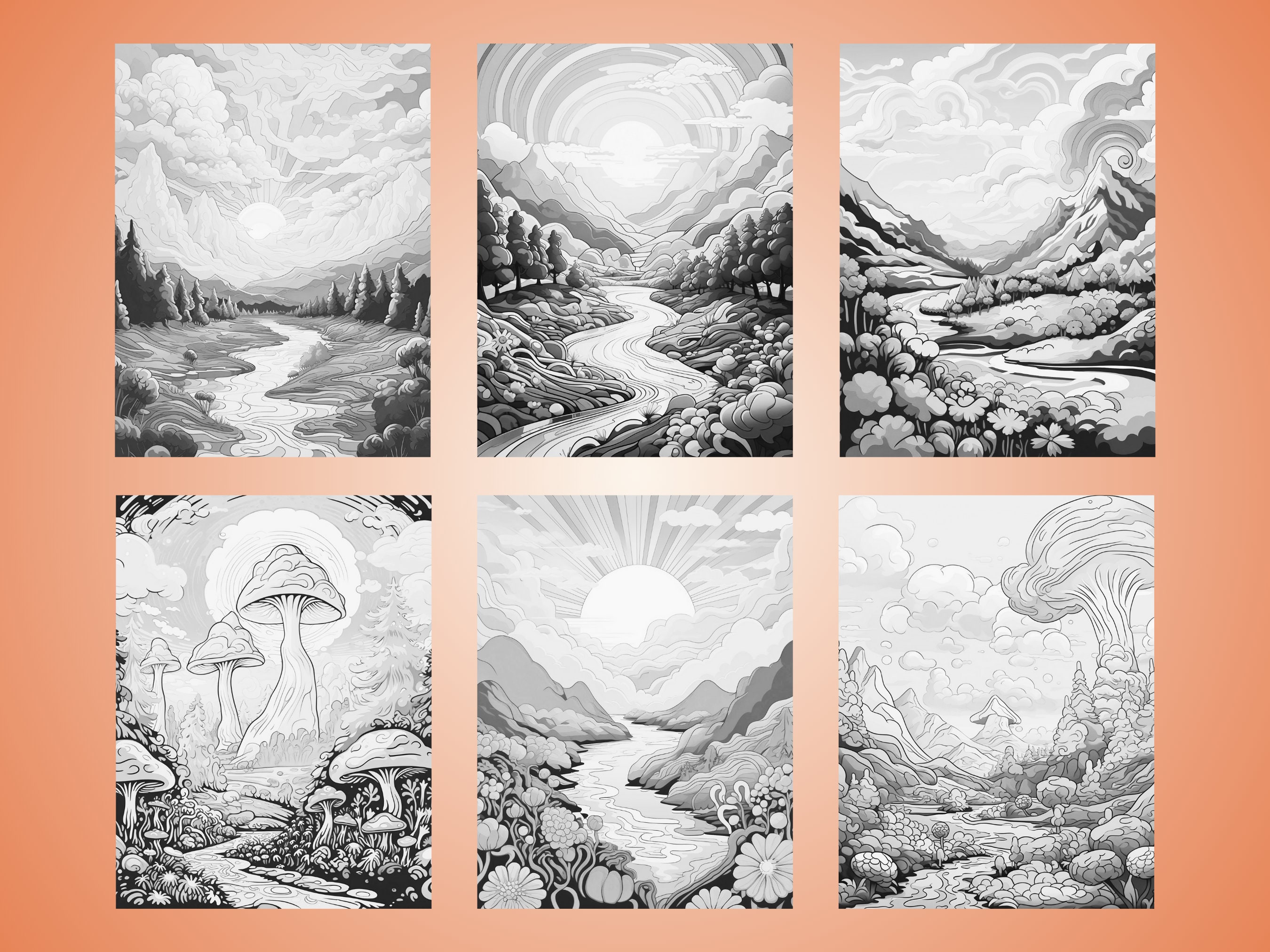 Grayscale Trippy Coloring Book Vol. 1, 25 Trippy Coloring Pages, Adult ...