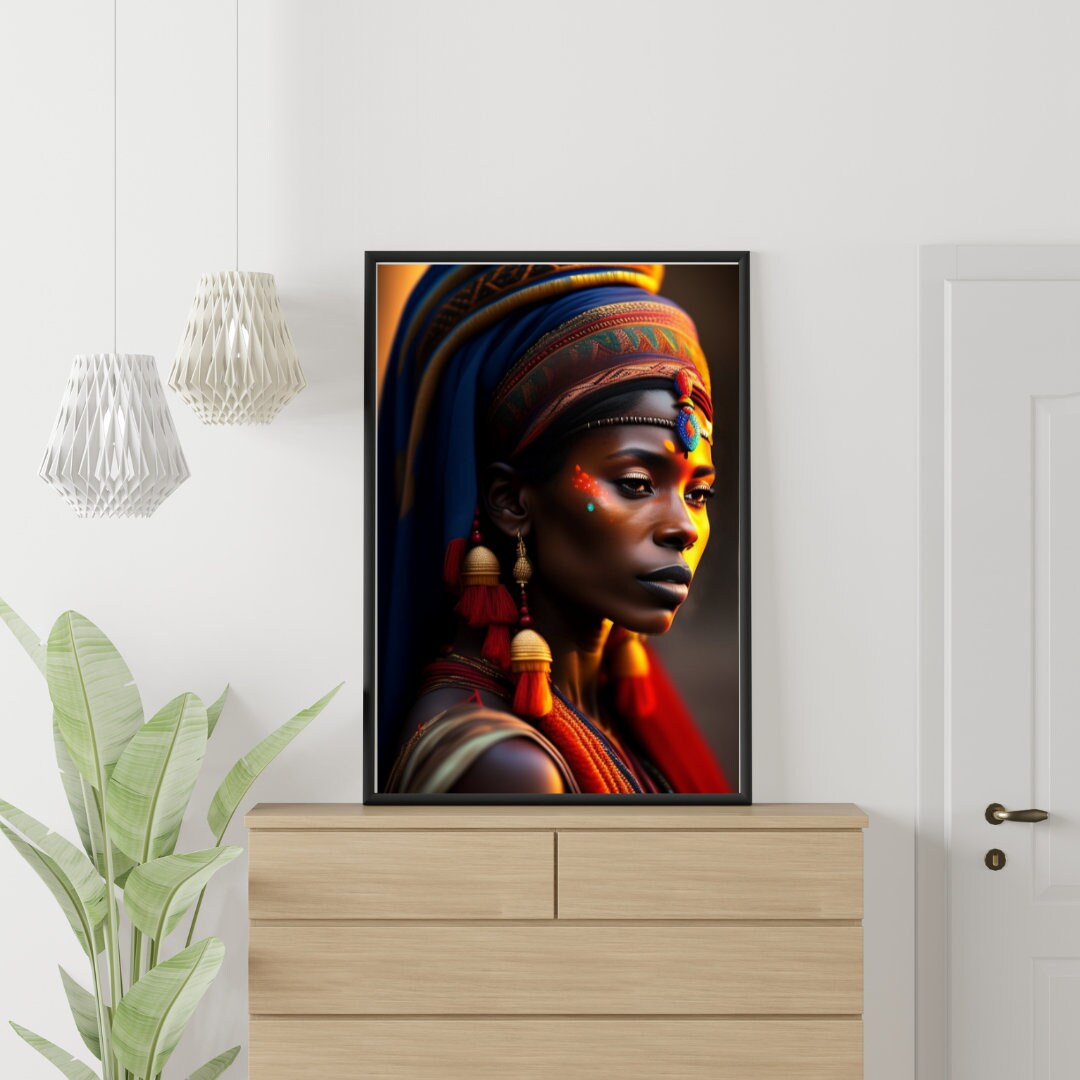 Black Queen Poster African American Wall Art Girl Paintings Wall Decor Women Portrait Vertical ...