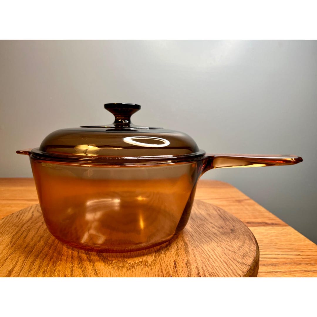 Vintage Vision Corning Ware Amber Sauce Pot Pan 2.5L With Lid USA ...