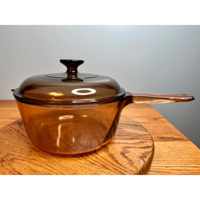 Vintage Vision Corning Ware Amber Sauce Pot Pan 2.5L With Lid USA ...