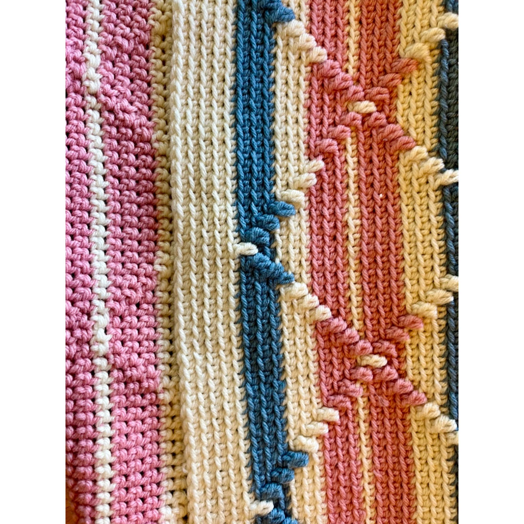 Vintage Handmade Crochet Afghan With Fringe Edges Multicolored Pink ...