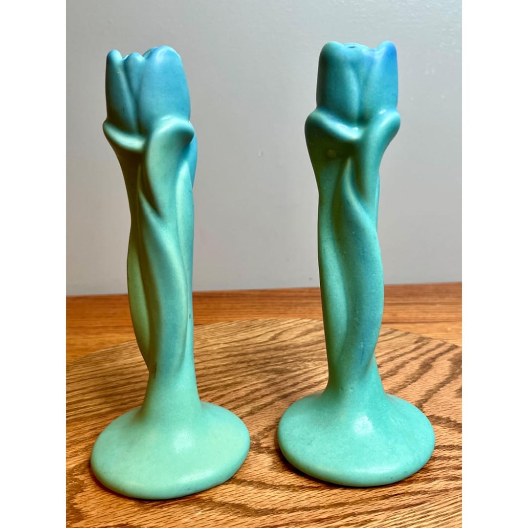 Van Briggle Pottery Tulip Taper Candlestick Holder 8 Inch Set of 2 Bud ...
