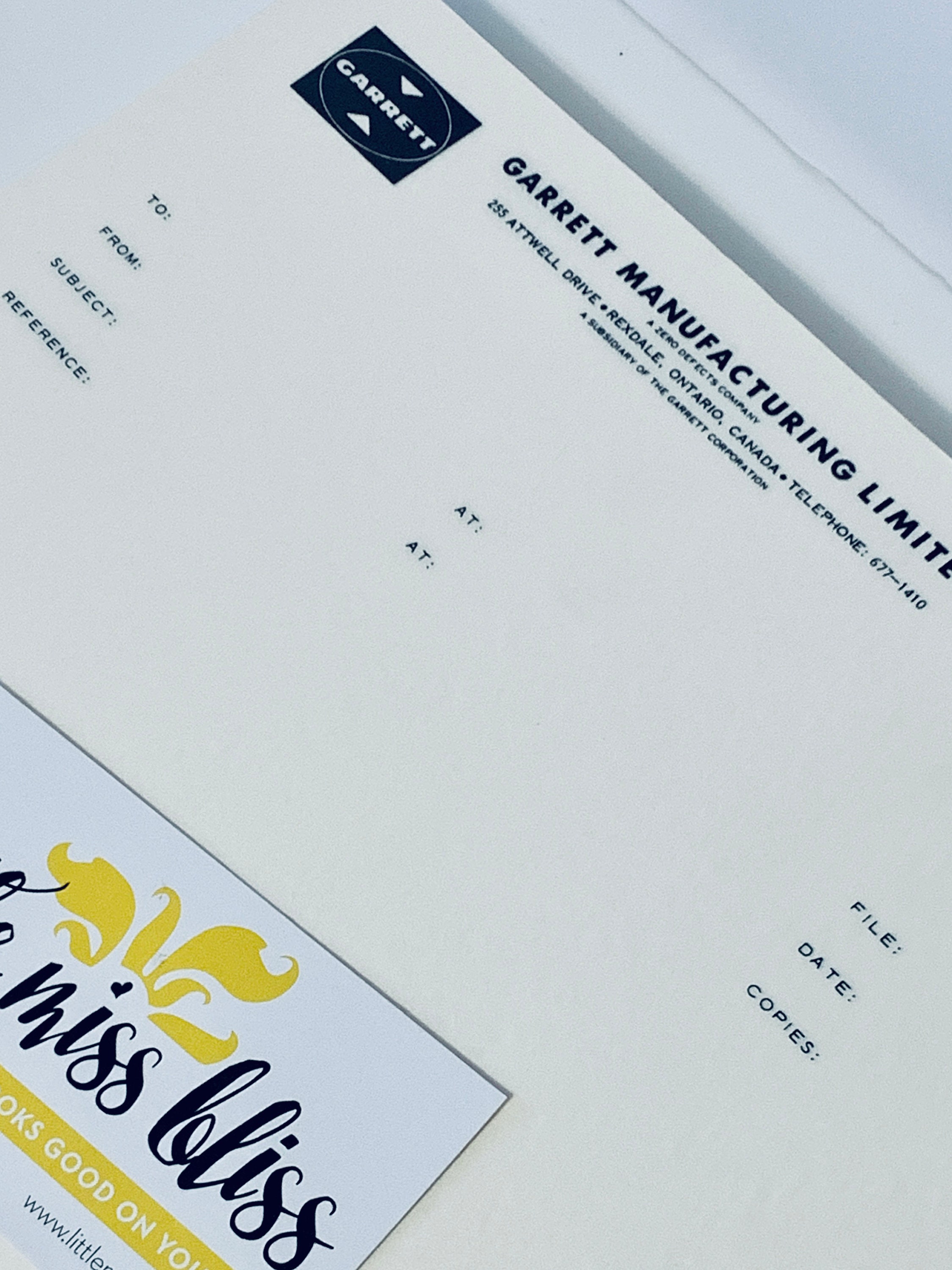 Vintage Letterhead Garrett Manufacturing Ltd Onion Skin Paper - Etsy