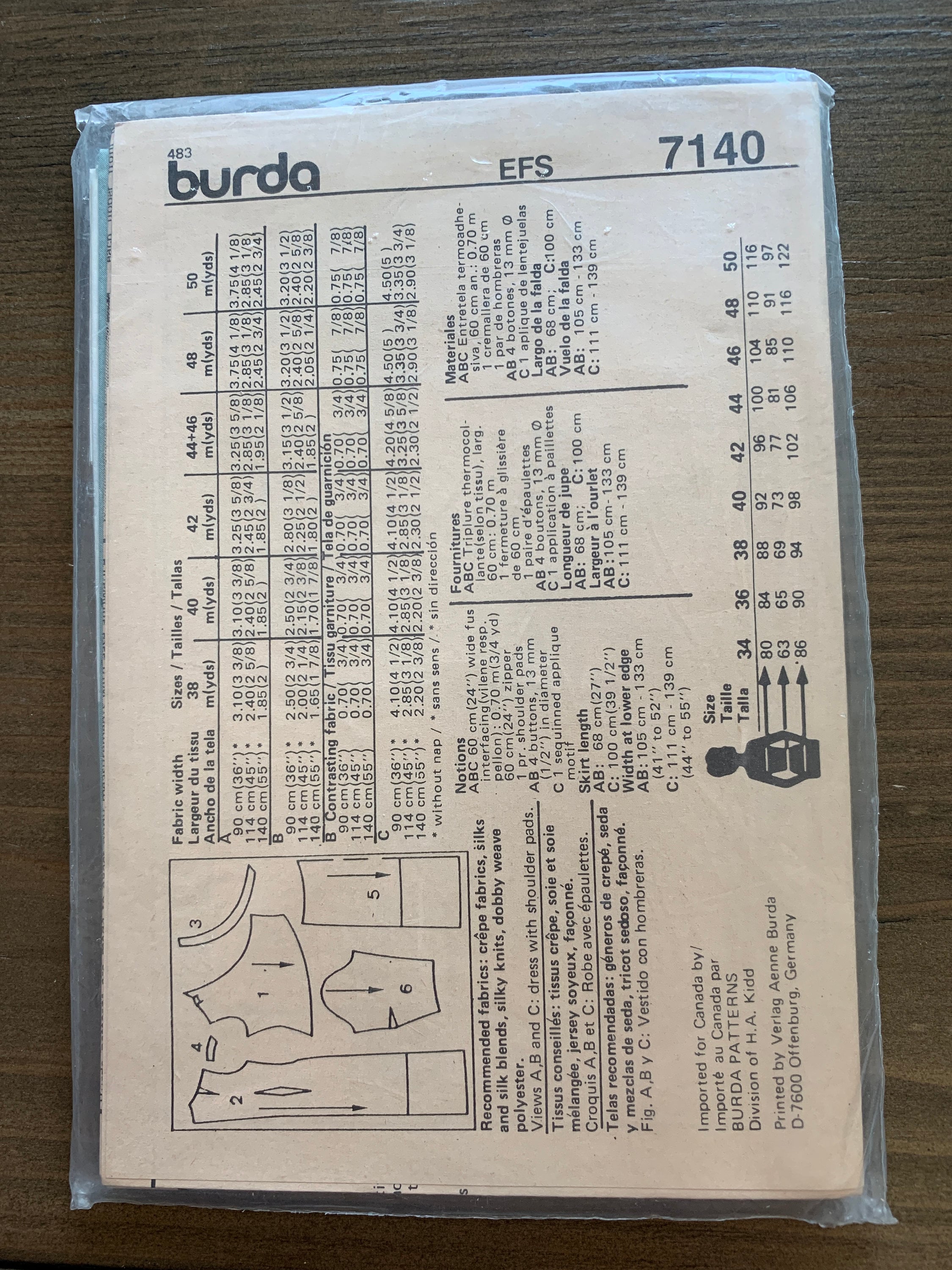 Vintage Burda 7140 Sewing Pattern - Factory Fold/uncut • UNUSED • - Etsy