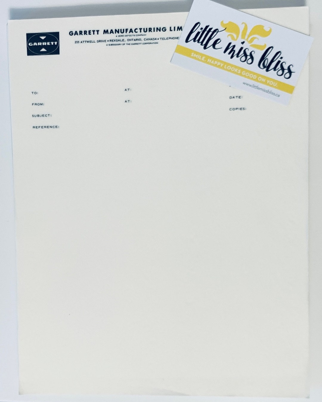 Vintage Letterhead Garrett Manufacturing Ltd Onion Skin Paper - Etsy