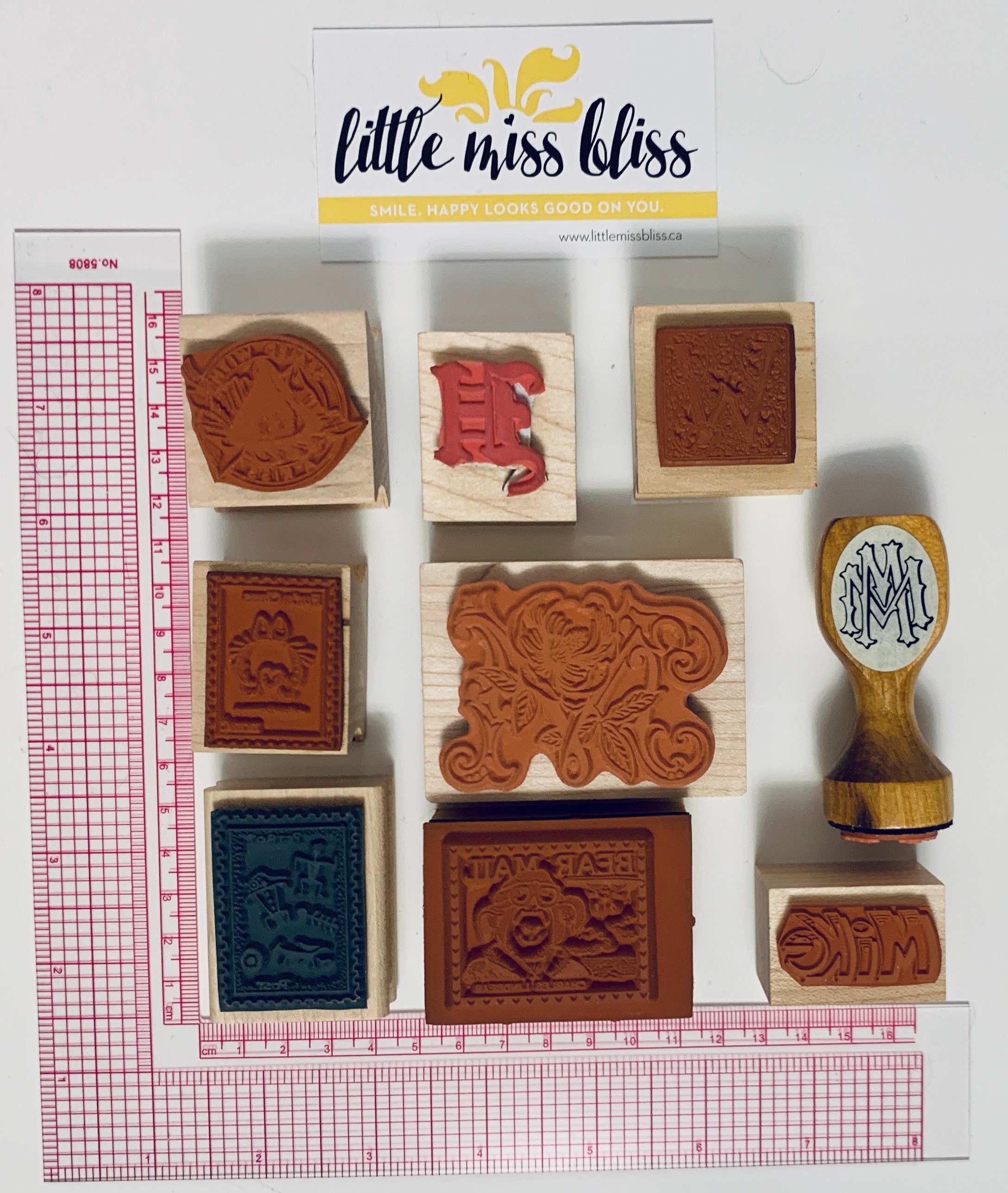 Vintage Rubber Stamps - Letter/note Writing Pretend Postage, Monogram ...