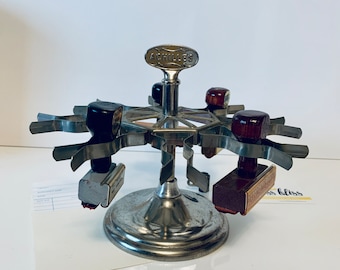 Unusual Vintage Stamp Carousel, Revolving Sphere 12 Holders, Metal ...