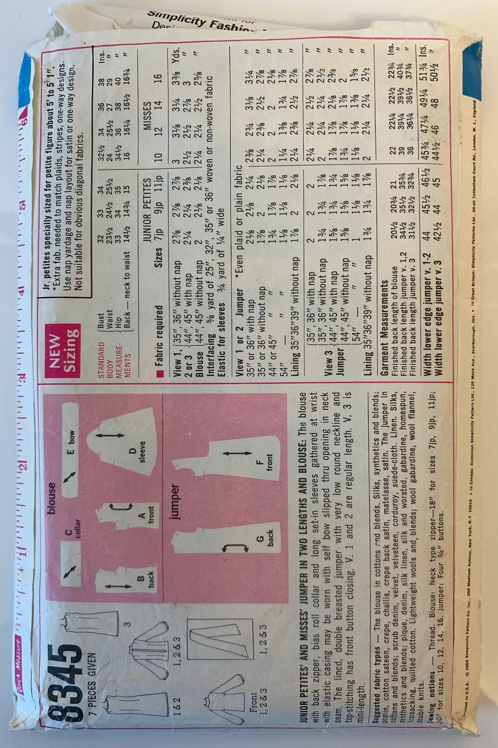 Vintage Simplicity 8345 Sewing Pattern - Etsy