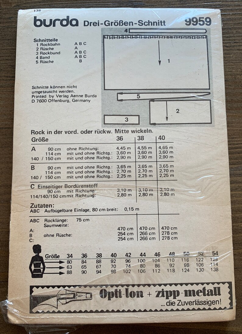 Vintage Burda 9959 Sewing Pattern - Factory Fold/uncut • UNUSED • - Etsy