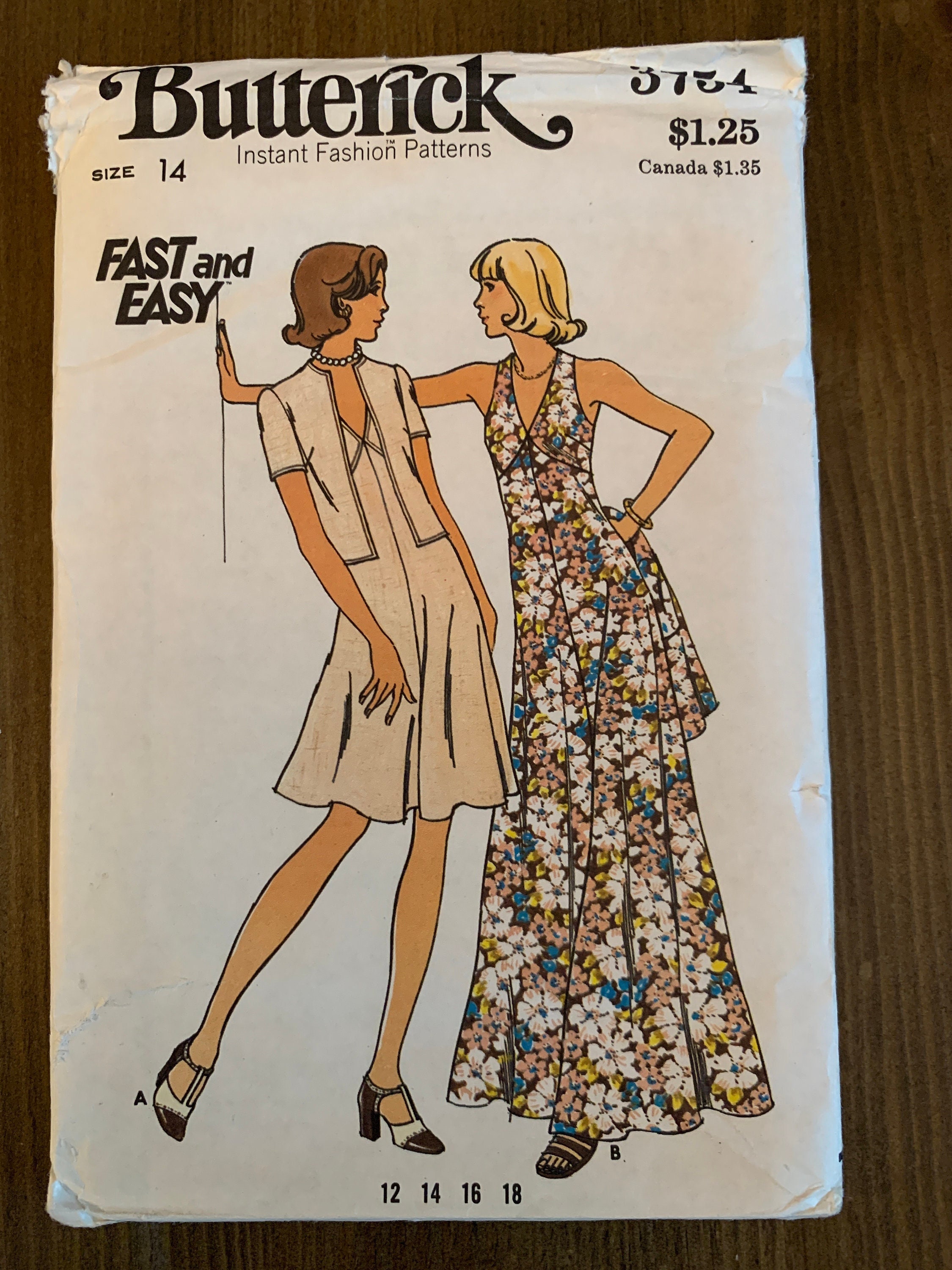 Vintage Butterick 3754 Sewing Pattern Factory Fold/uncut UNUSED - Etsy
