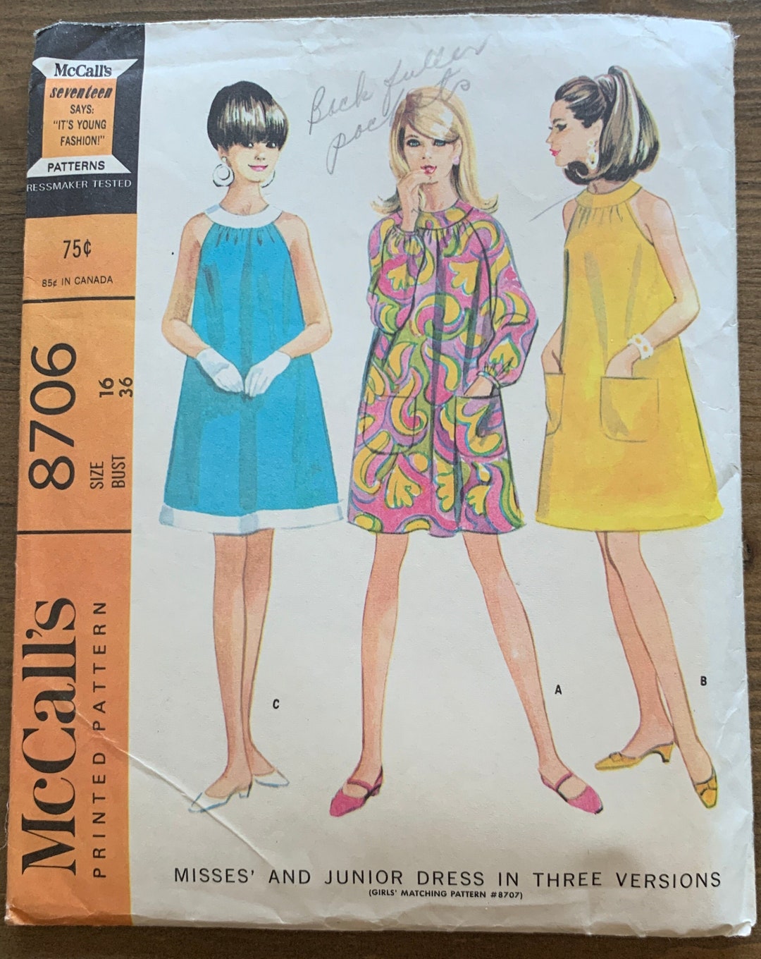 Vintage Mccall's 8706 Sewing Pattern Factory Fold/uncut - Etsy