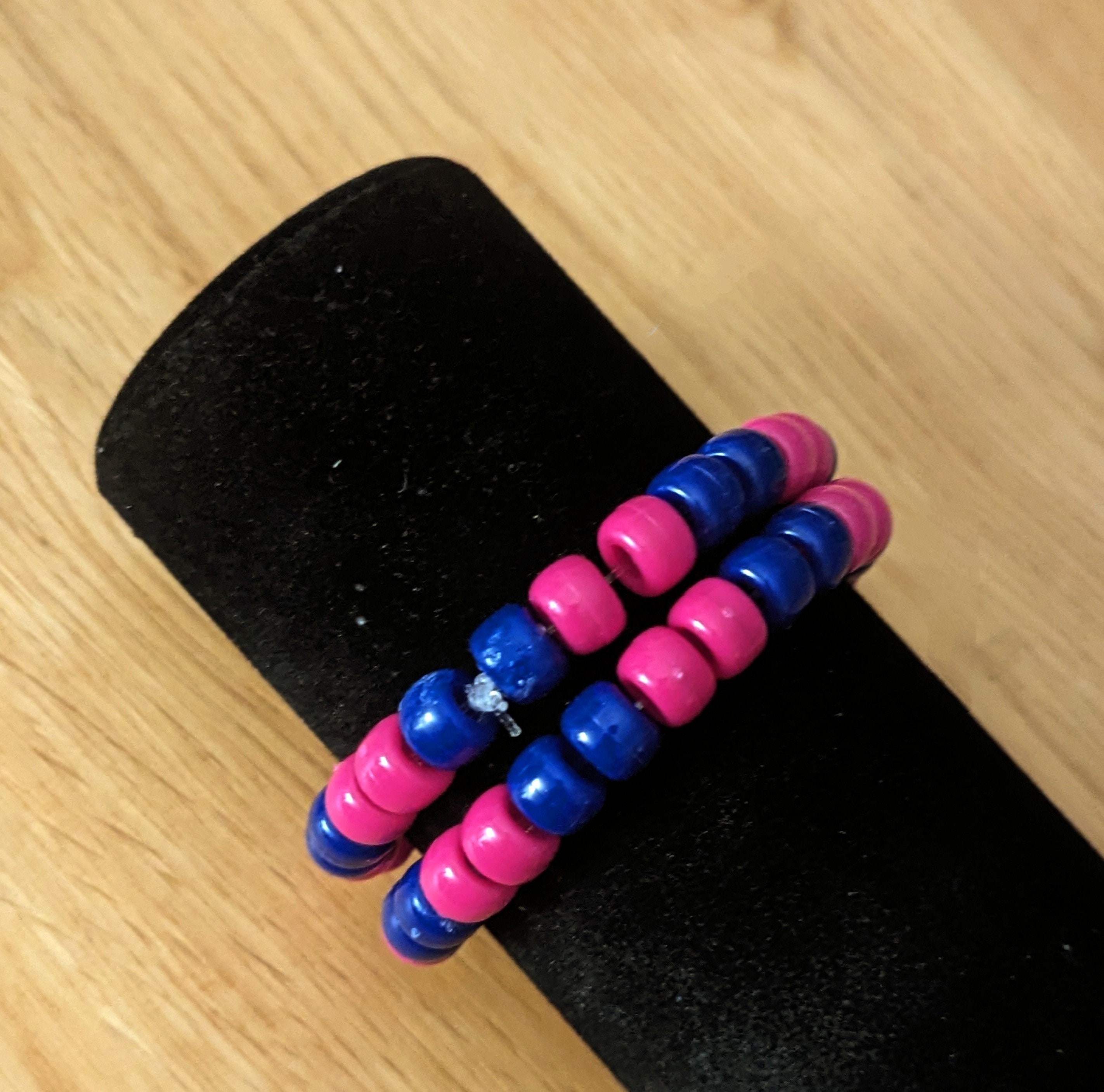 Best Friend Blue and Magenta Homemade Adult Sized Beaded Bracelets. - Etsy