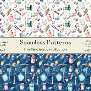 Nurse Digital Paper - Nurse Seamless Pattern Digital Paper Bundle Png ...