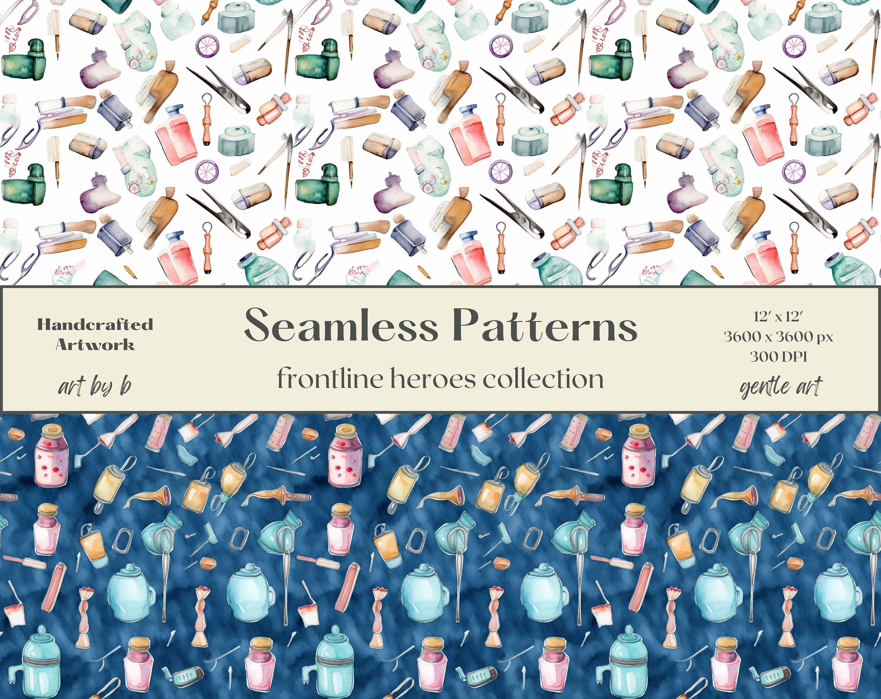 Nurse Digital Paper - Nurse Seamless Pattern Digital Paper Bundle Png ...