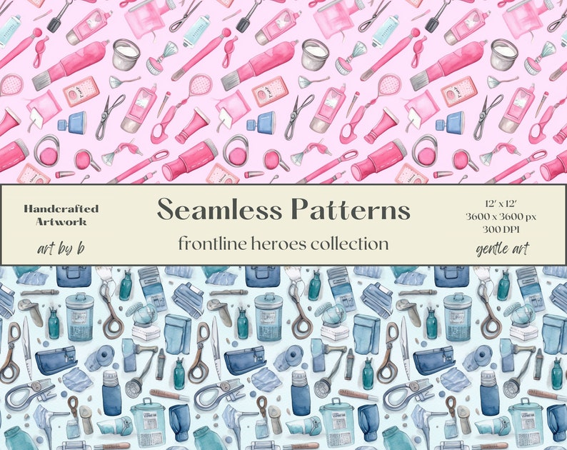 Nurse Digital Paper - Nurse Seamless Pattern Digital Paper Bundle Png ...