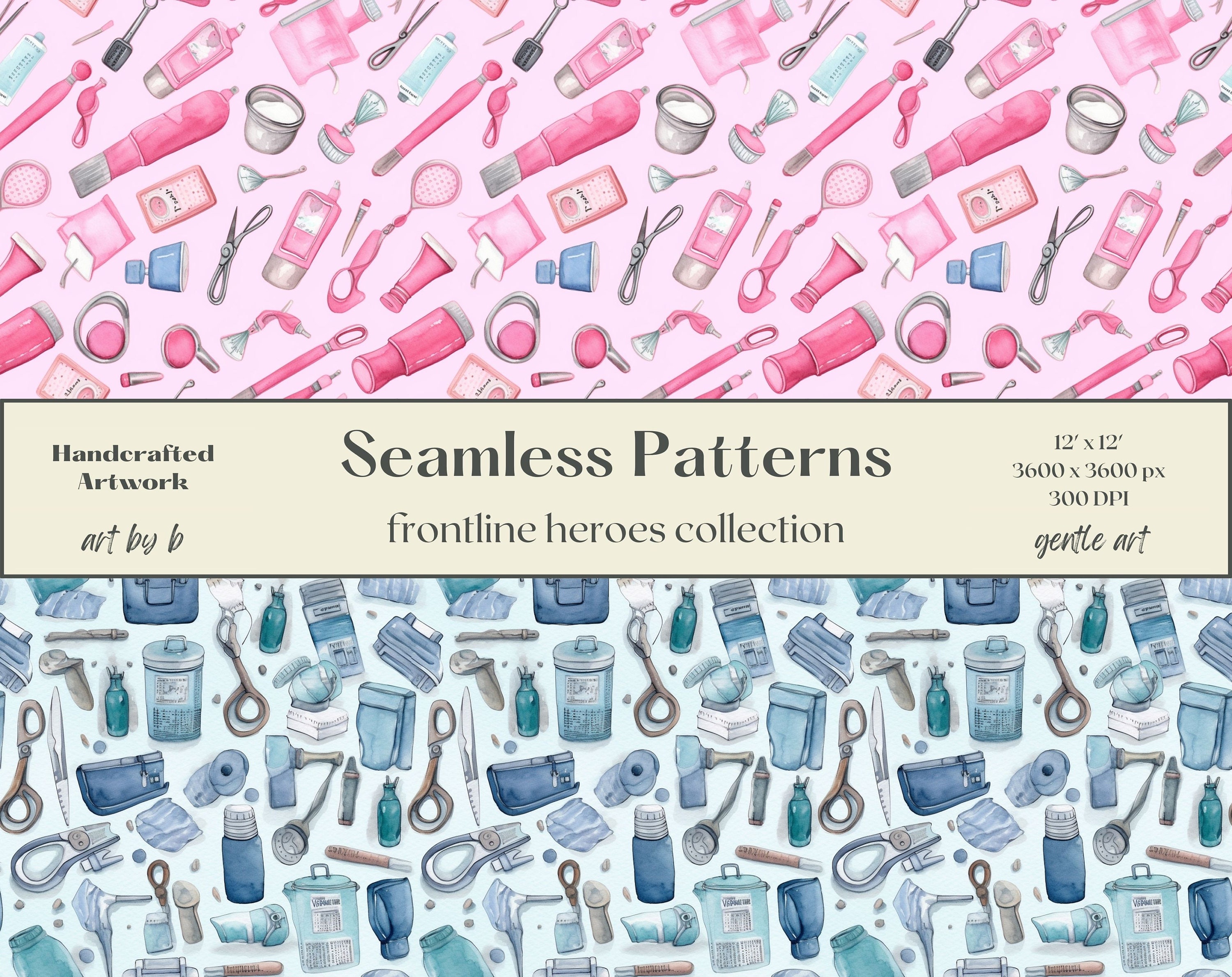 Nurse Digital Paper - Nurse Seamless Pattern Digital Paper Bundle Png ...