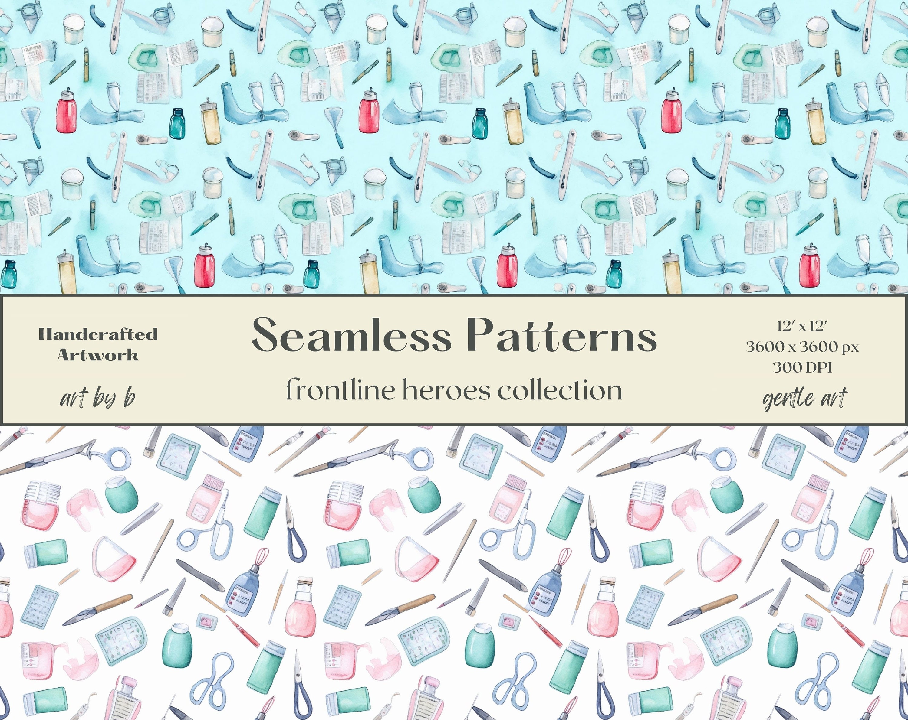 Nurse Digital Paper - Nurse Seamless Pattern Digital Paper Bundle Png ...