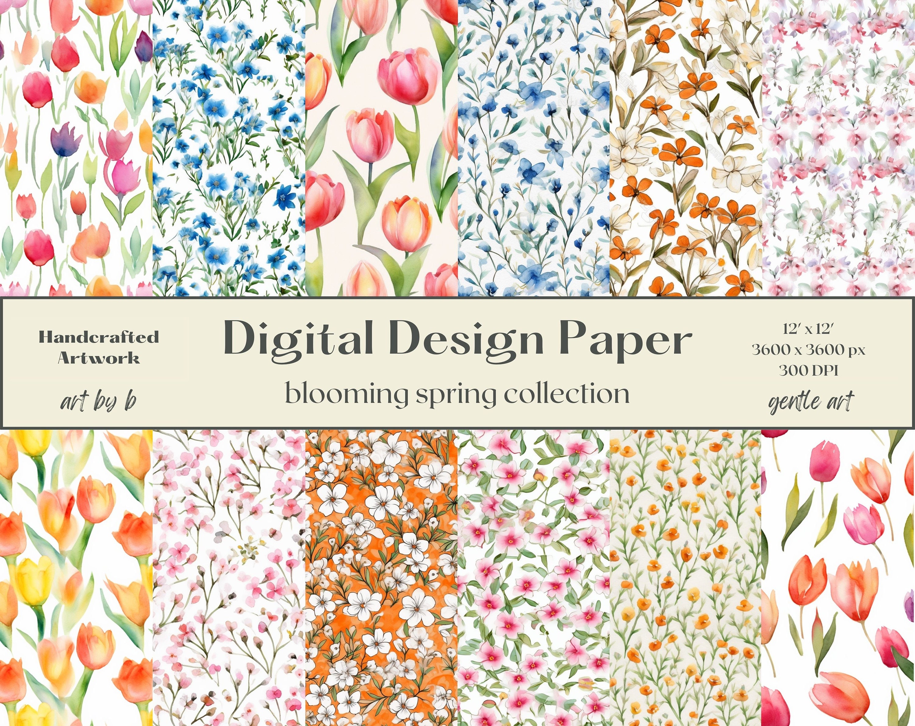 Grand Spring Flower Collection Bundle - Digital Watercolor Art ...