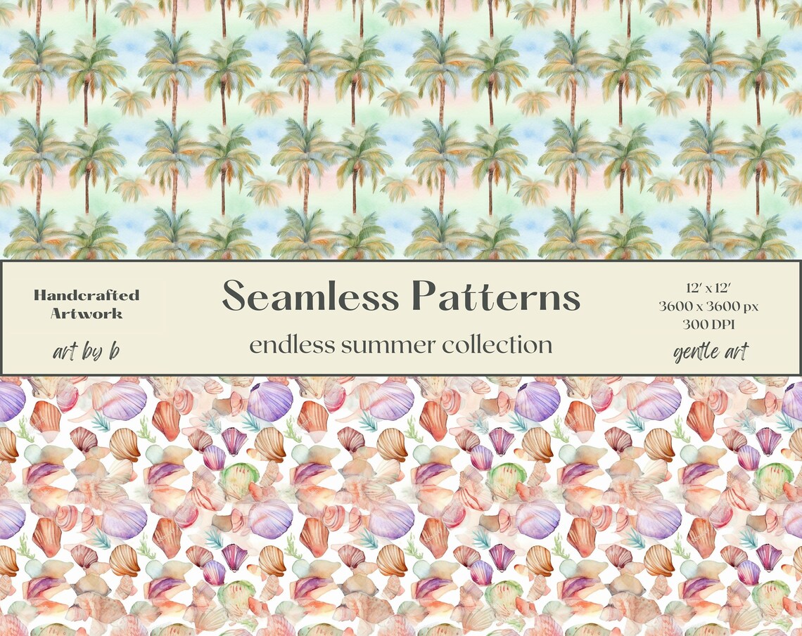 Endless Summer Seamless Pattern - Digital Paper, Watercolor Scrapbook ...