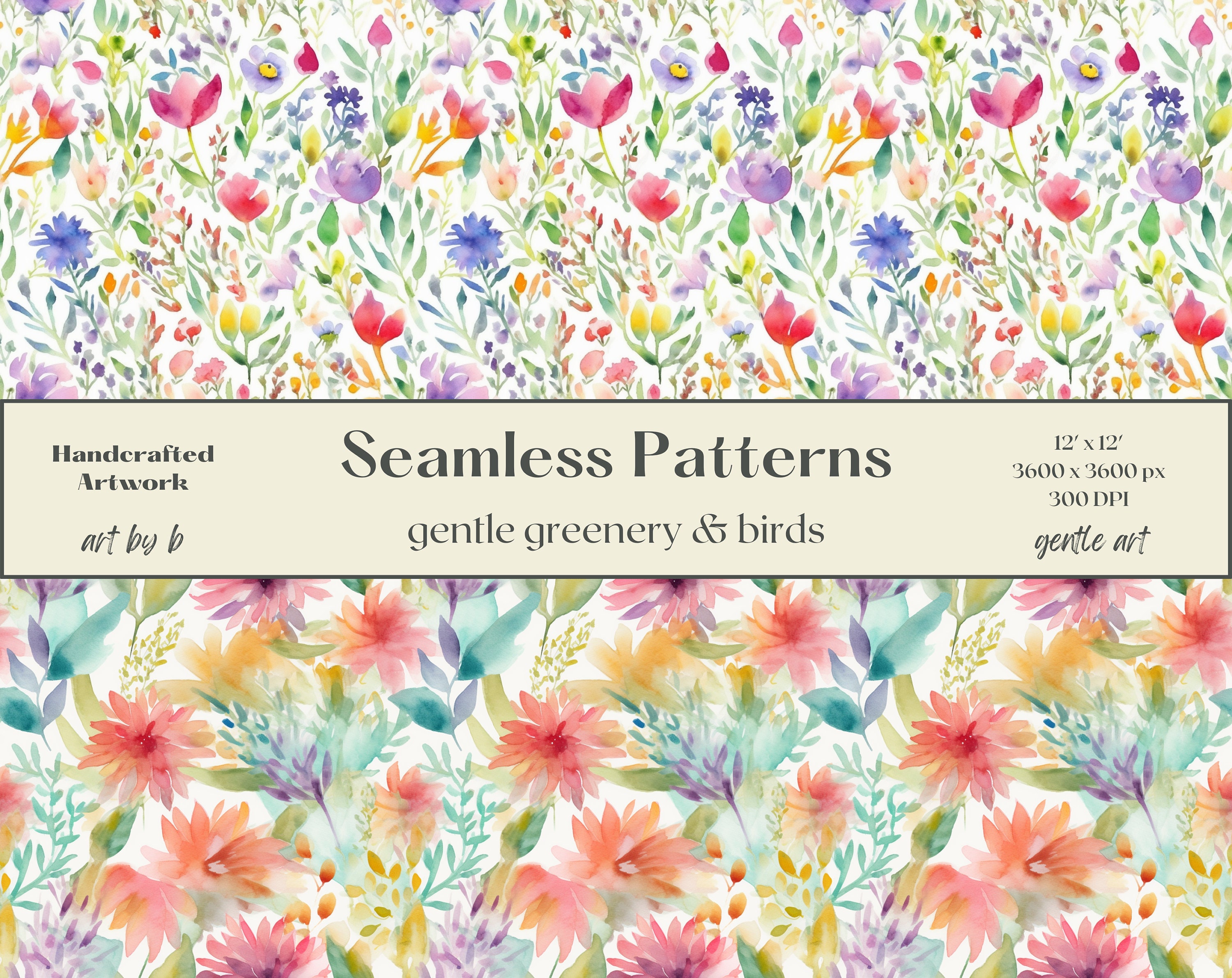 Spring Floral Digital Paper Seamless Pattern Watercolor - Etsy