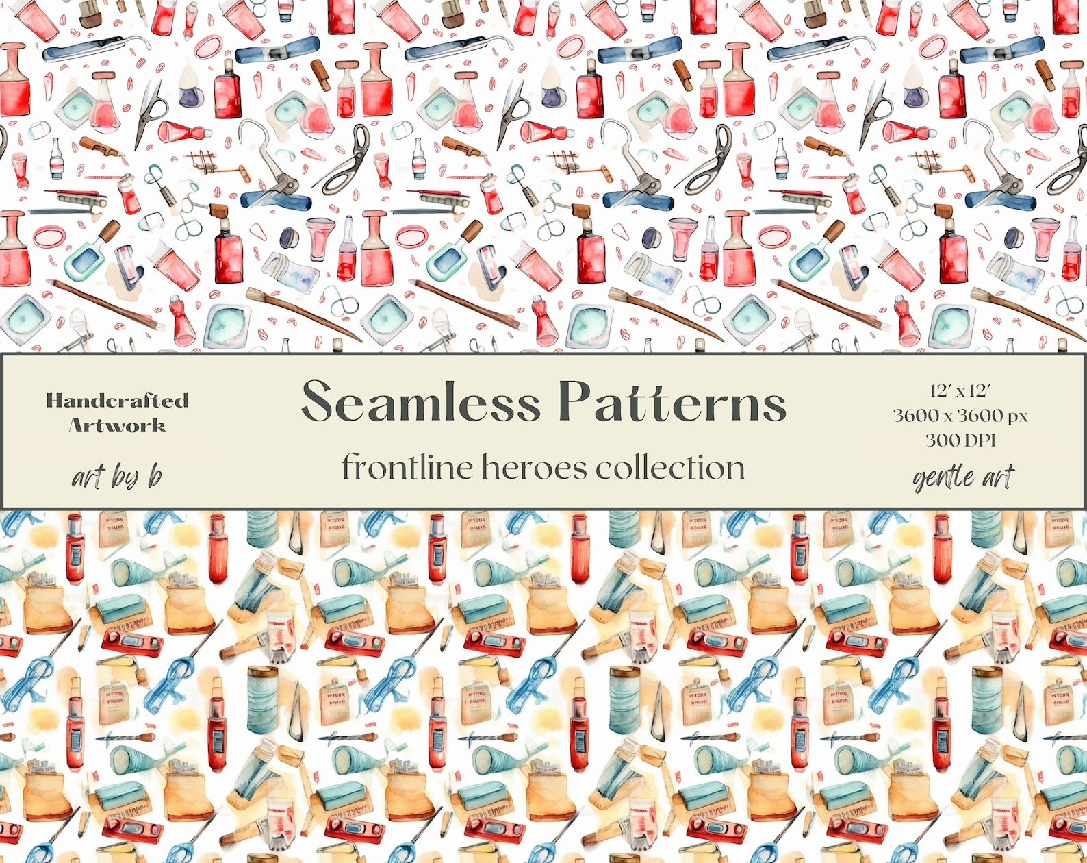 Nurse Digital Paper - Nurse Seamless Pattern Digital Paper Bundle Png ...