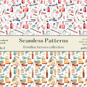 Nurse Digital Paper - Nurse Seamless Pattern Digital Paper Bundle Png ...